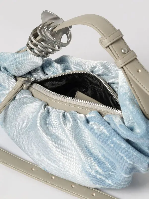 DIESEL® Grabd Hobo Bag In Recycled Denim And Satin - Blue