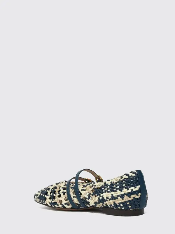 COCCINELLE Risako Woven And Perforated Leather Ballerinas - Blue