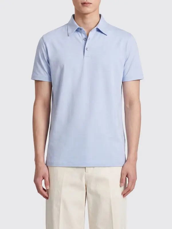 ZANONE Basic Cotton Polo Shirt - Gnawed Blue