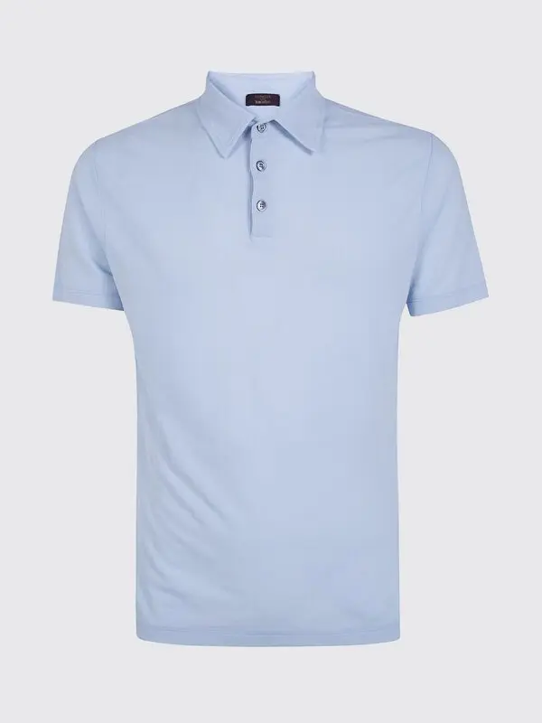ZANONE Basic Cotton Polo Shirt - Gnawed Blue
