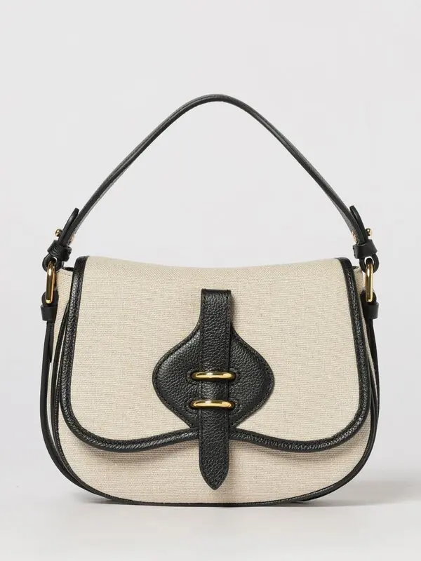 COCCINELLE Mavery Mini Handbag In Canvas And Grained Leather - Black