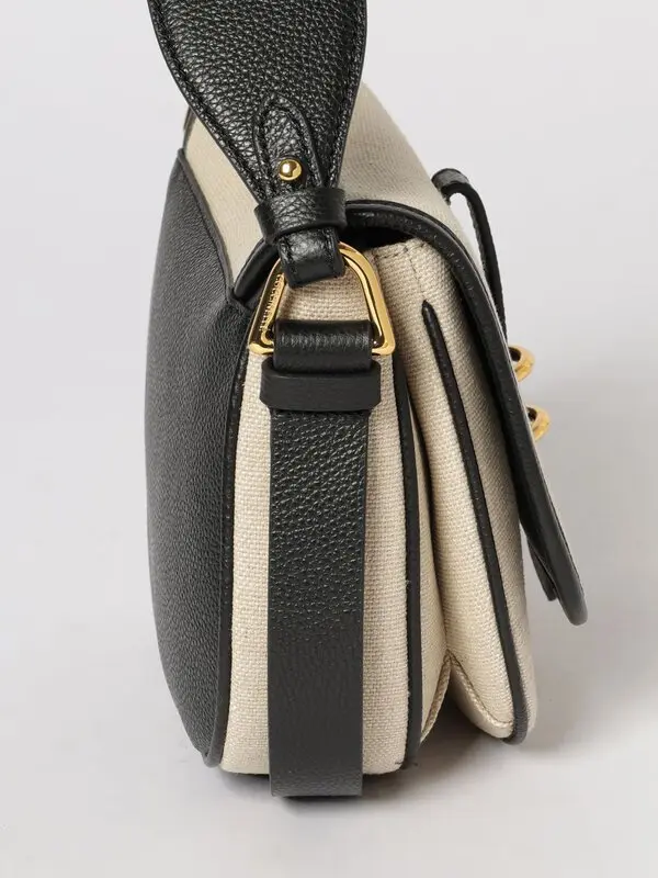 COCCINELLE Mavery Mini Handbag In Canvas And Grained Leather - Black