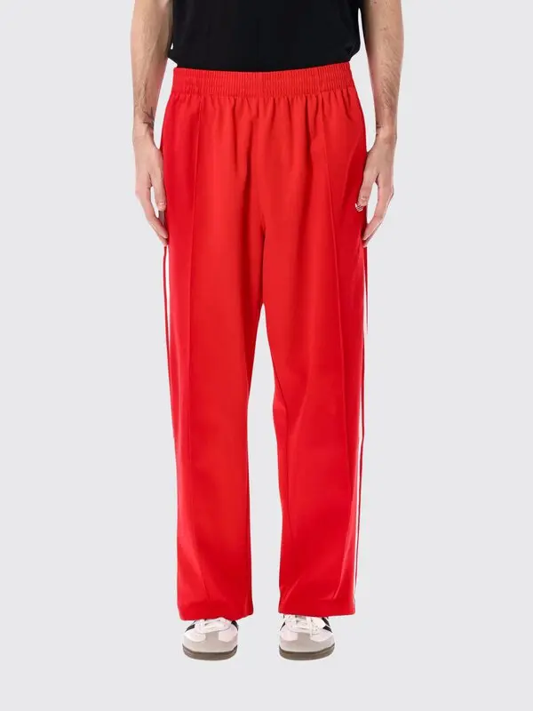 ADIDAS ORIGINALS Wide Leg Trousers With Contrast Stripes - Red
