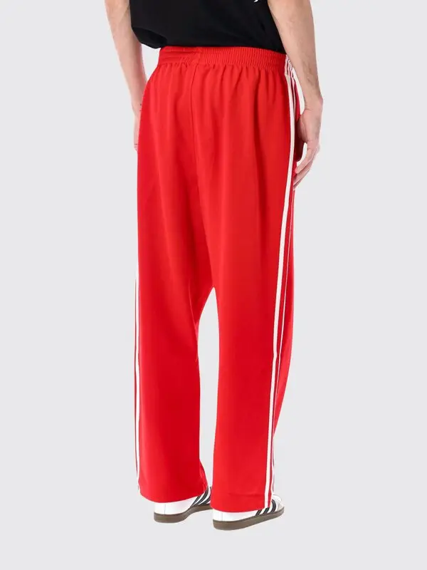 ADIDAS ORIGINALS Wide Leg Trousers With Contrast Stripes - Red