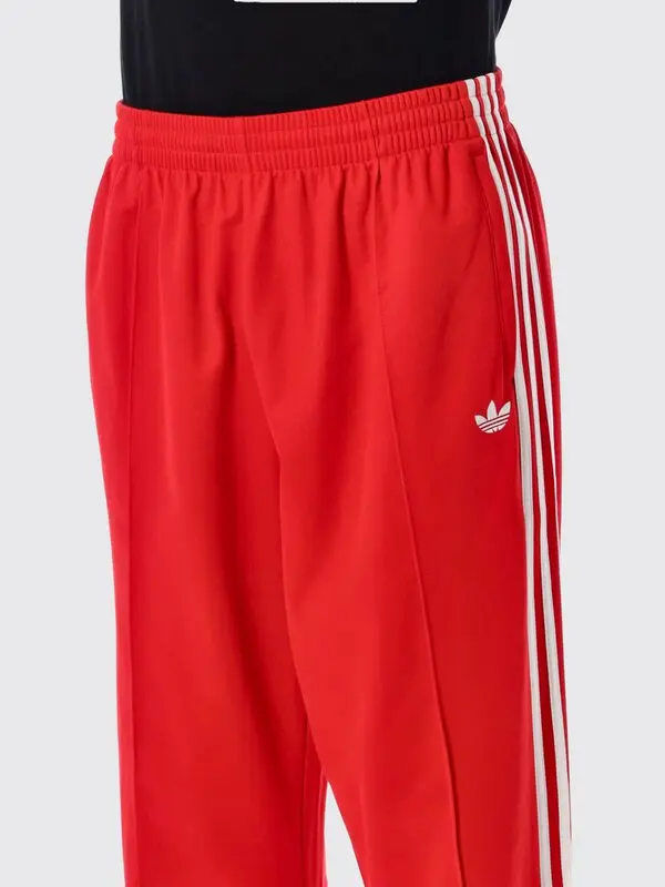 ADIDAS ORIGINALS Wide Leg Trousers With Contrast Stripes - Red