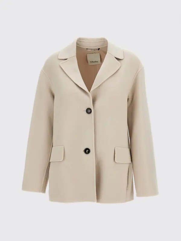 Max Mara Short Single-breasted Coat In Pure Virgin Wool With Lapel Collar - Beige