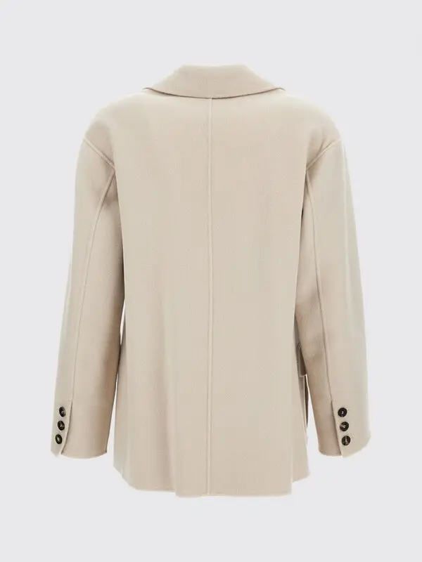 Max Mara Short Single-breasted Coat In Pure Virgin Wool With Lapel Collar - Beige