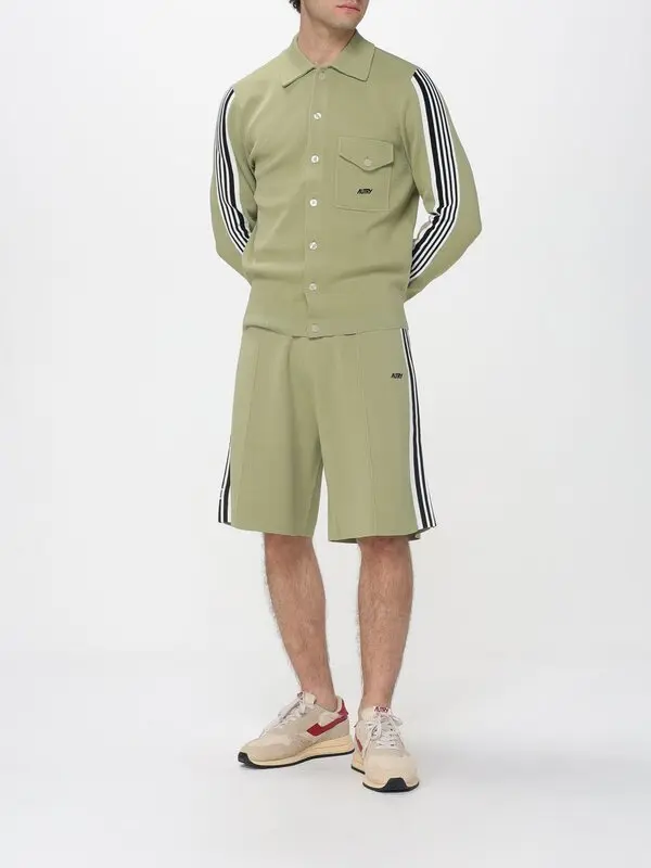 AUTRY Viscose Knit Polo Cardigan With Stripes