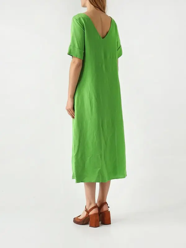 Malìparmi Linen Blend Midi Dress - Green