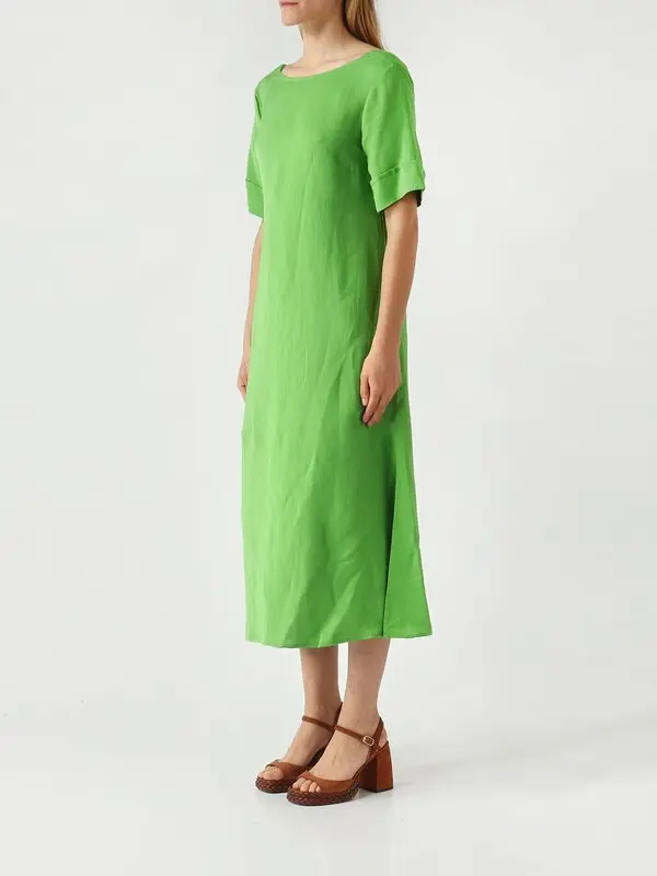 Malìparmi Linen Blend Midi Dress - Green