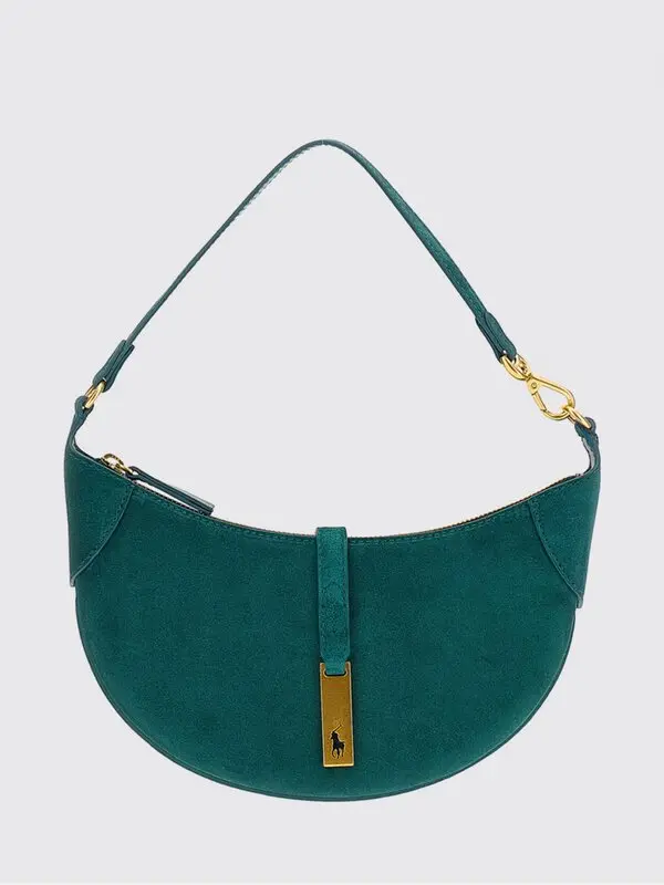 Polo Ralph Lauren Suede Cowhide Shoulder Bag With Zip Closure