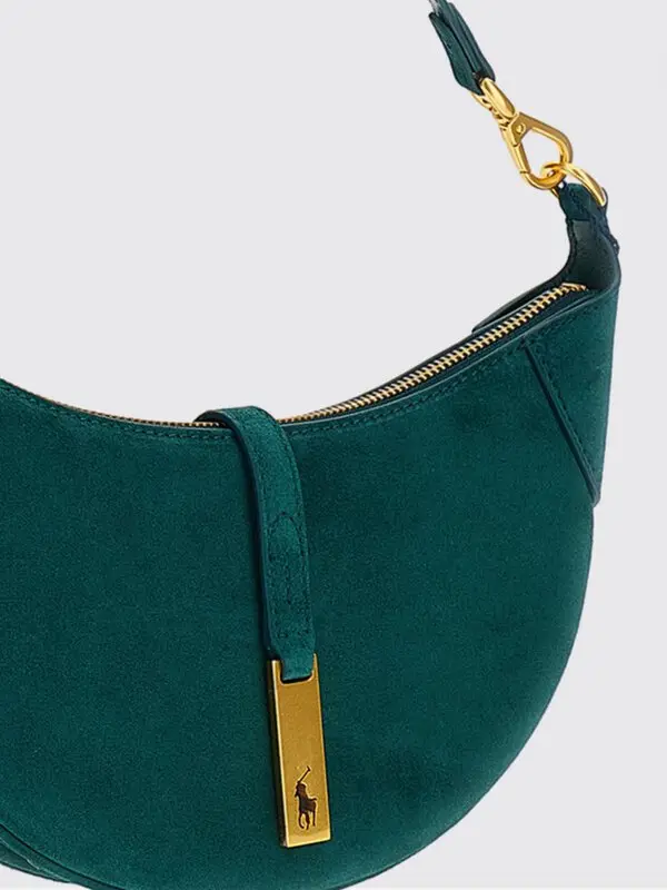 Polo Ralph Lauren Suede Cowhide Shoulder Bag With Zip Closure