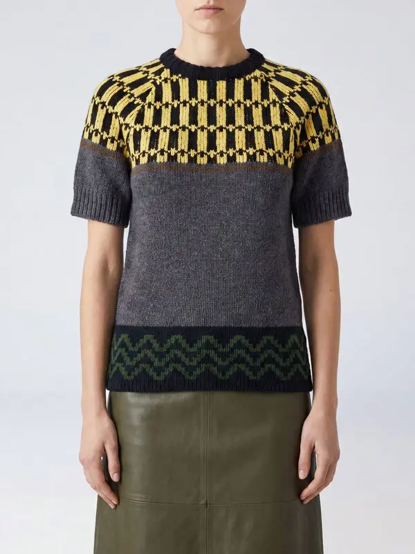 Marni Slim Fit Abstract Jacquard Wool Crewneck Sweater