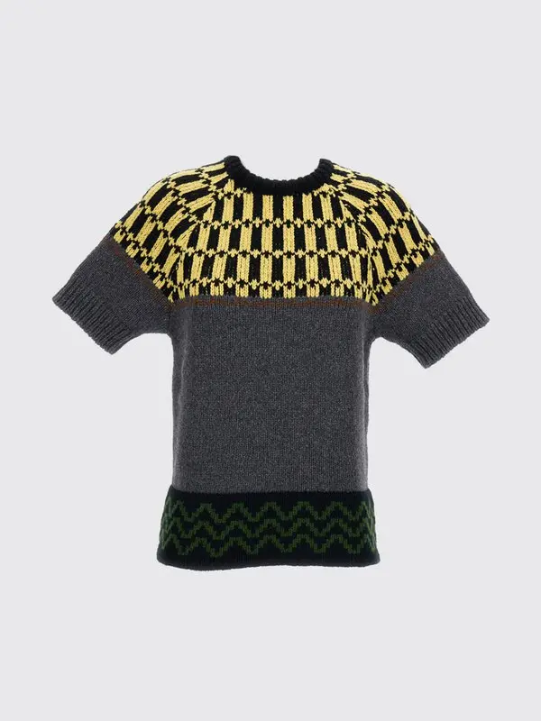 Marni Slim Fit Abstract Jacquard Wool Crewneck Sweater