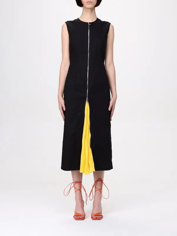MSGM Sleeveless Zip-up Midi Dress With Pleated Detail