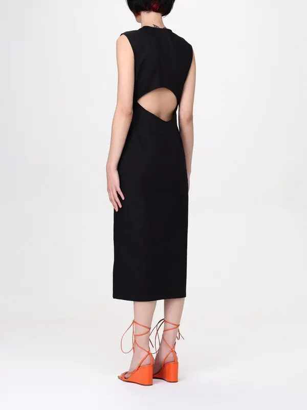 MSGM Sleeveless Zip-up Midi Dress With Pleated Detail