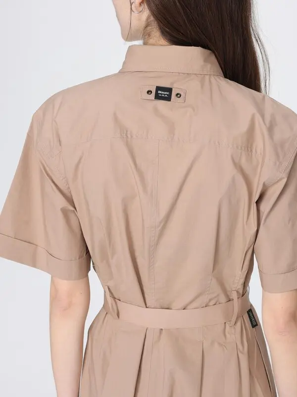 BLAUER. Cotton Midi Shirt Dress With Belt