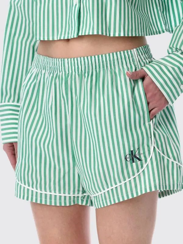 Calvin Klein Striped Cotton Shorts With Monogram Detail