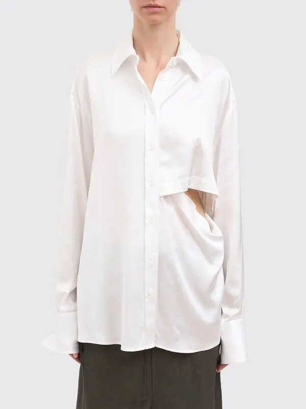 Andrea Ya'aqov Viscose Cut-out Shirt - White