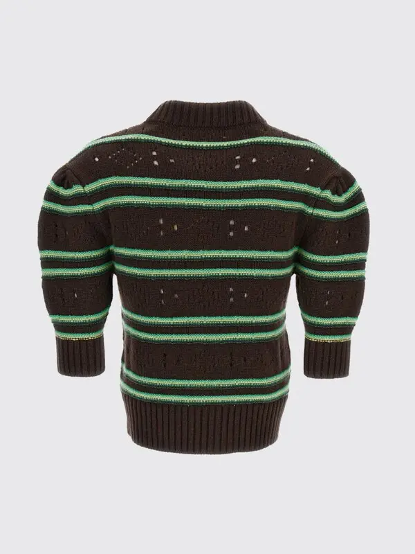 Marni Striped Pure Cashmere Puff Sleeve Sweater