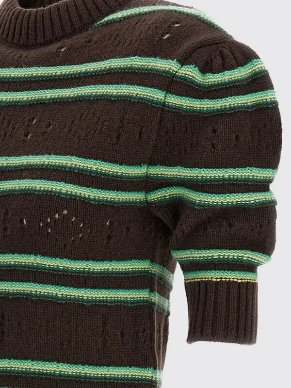 Marni Striped Pure Cashmere Puff Sleeve Sweater