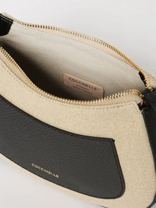 COCCINELLE Ceasy Canvas And Grained Leather Crossbody Bag - Black