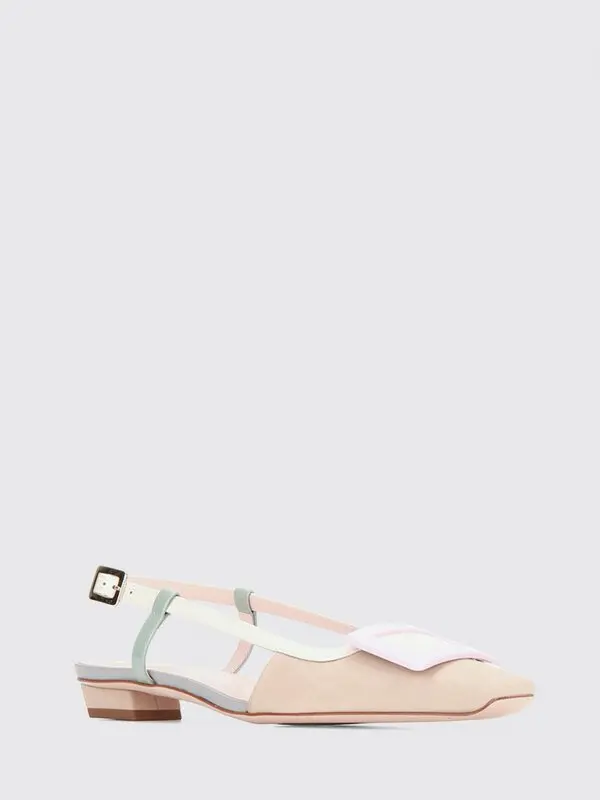 ROGER VIVIER Belle Vivier Two-tone Leather Slingback Flats