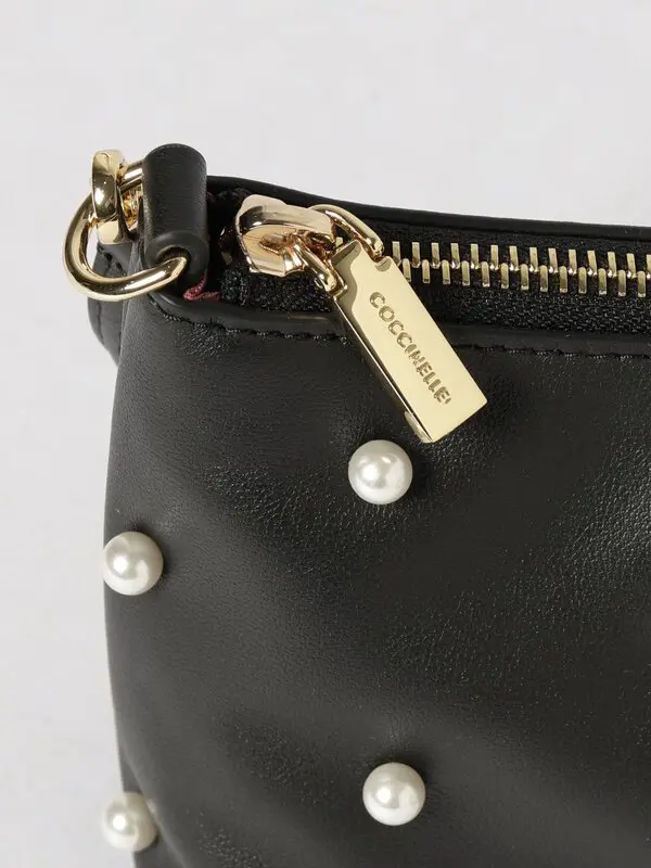 COCCINELLE Aura Leather Shoulder Bag With Synthetic Pearls And Crystals