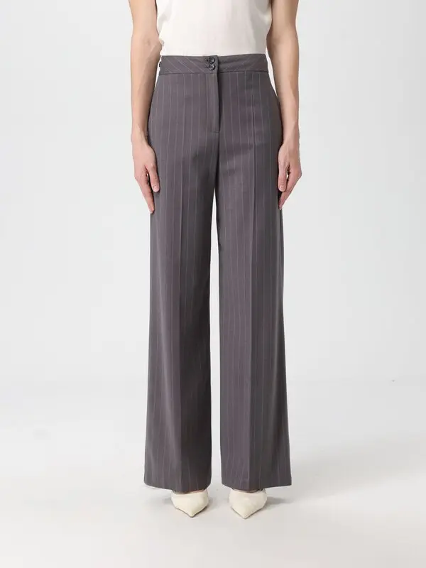HANITA Wide Leg Trousers With Pinstripe Detail