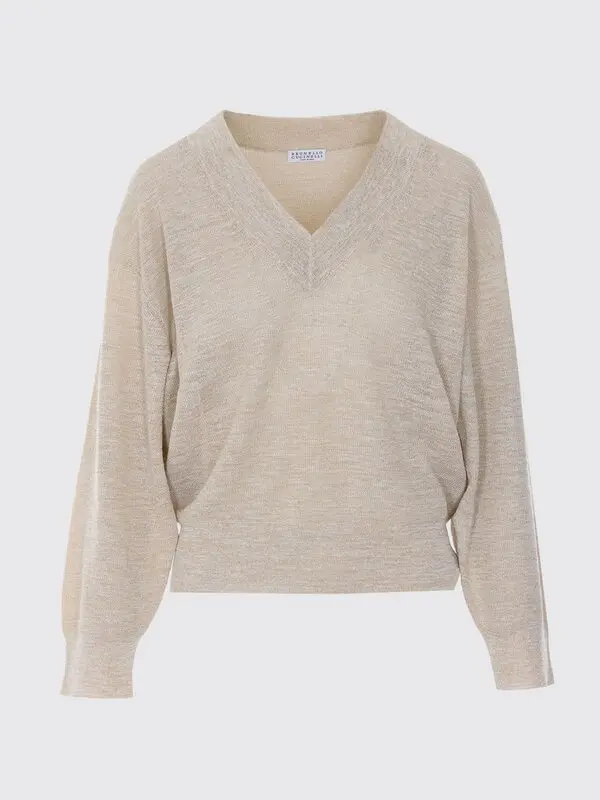Brunello Cucinelli Linen Blend V-neck Knit
