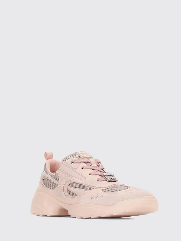 ROGER VIVIER Viv' On The Run Leather And Mesh Sneakers With Chunky Sole