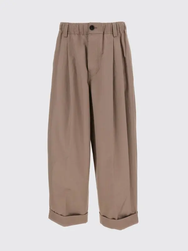 Marni Wide-leg Cotton Trousers With Elasticated Waist And Cuffs