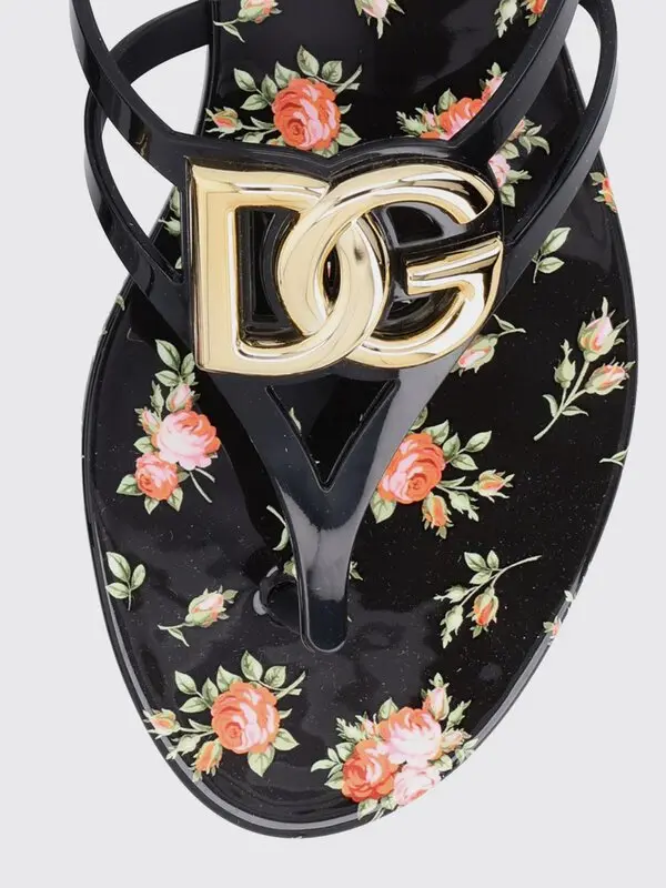 Dolce & Gabbana Rubber Flip Flops With Dg Monogram - Black