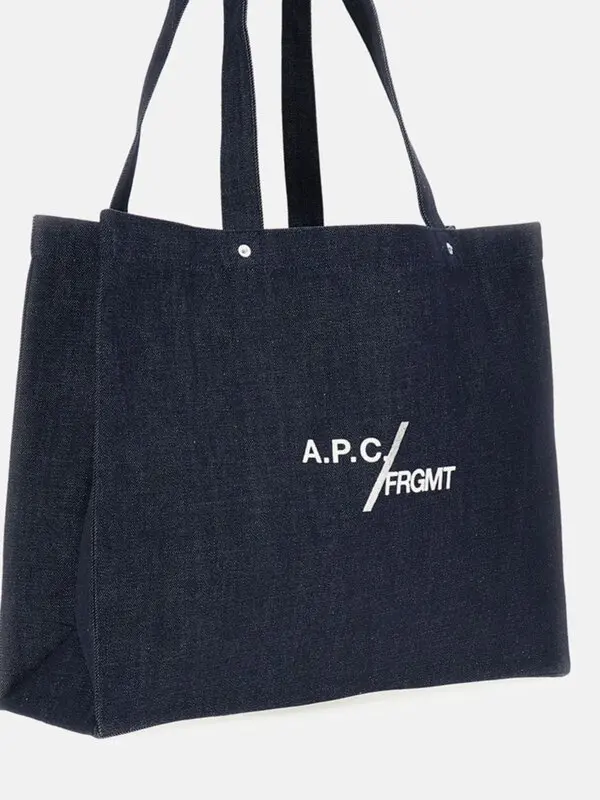 A.p.c. X Fragment Contrast Logo Cotton Denim Tote Bag