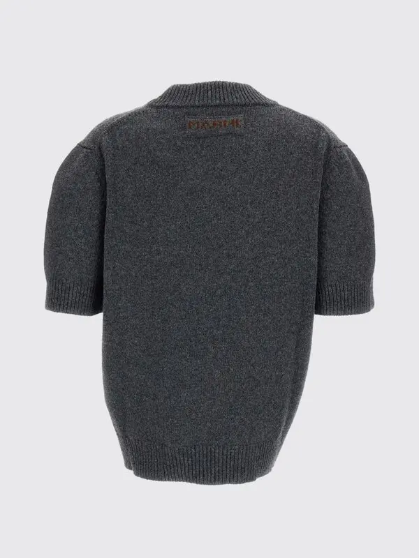 Marni Virgin Wool And Cashmere V-neck Sweater With Embroidery - Grey