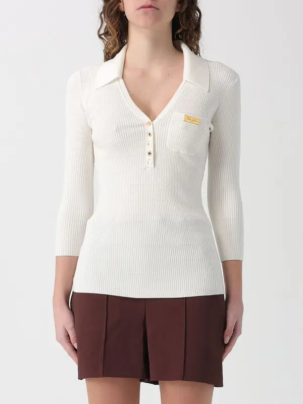 Elisabetta Franchi Ribbed Knit Polo Shirt
