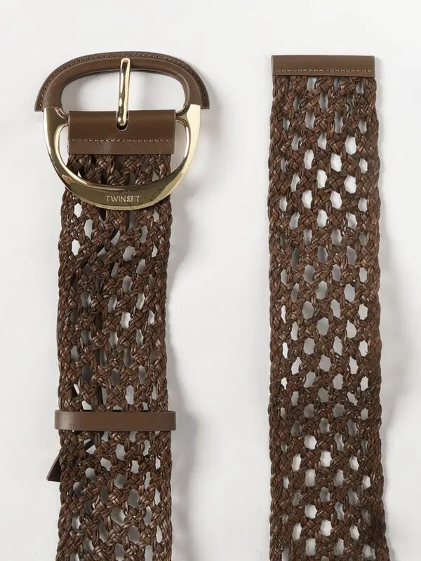 TWINSET Crochet Raffia Belt - Coffee