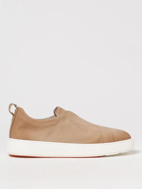 Santoni Leather Slip-on Trainers - Beige