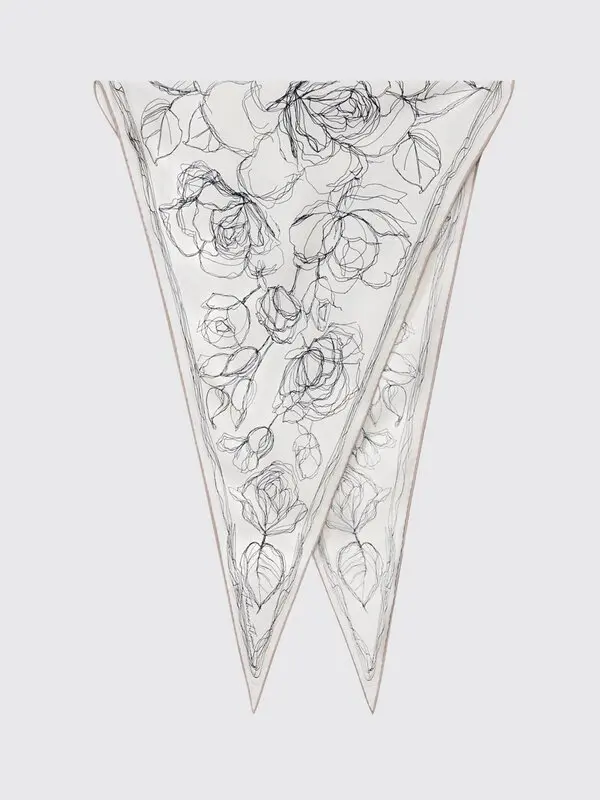 Fabiana Filippi Pure Silk Foulard With Floral Print And Asymmetrical Design - White