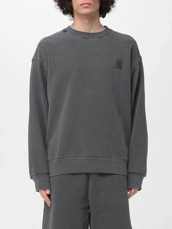 Carhartt Work In Progress Cotton Crewneck Sweatshirt With Embroidered Logo - Black