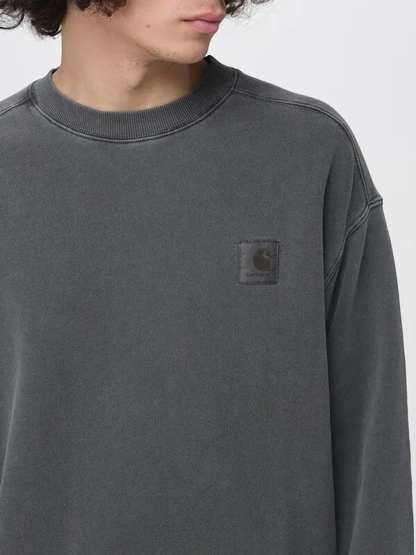 Carhartt Work In Progress Cotton Crewneck Sweatshirt With Embroidered Logo - Black