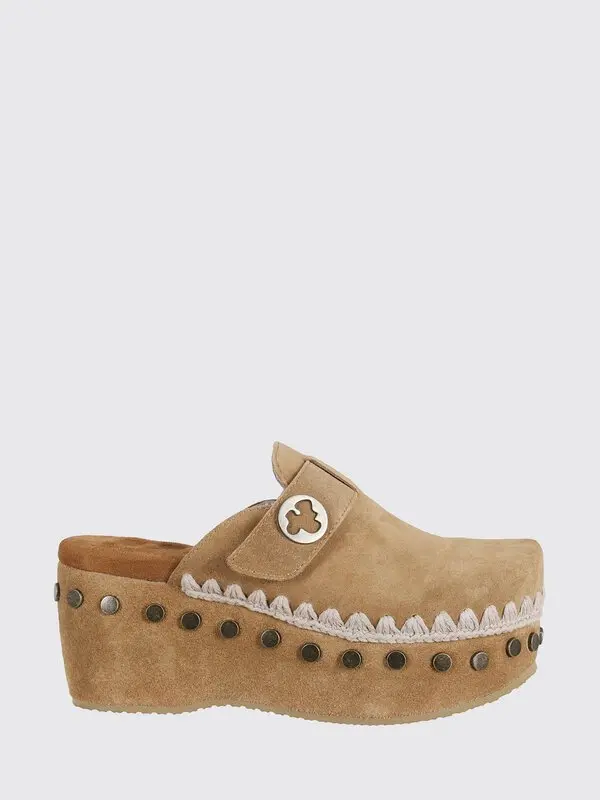 Mou Plain Suede Clogs With Studs