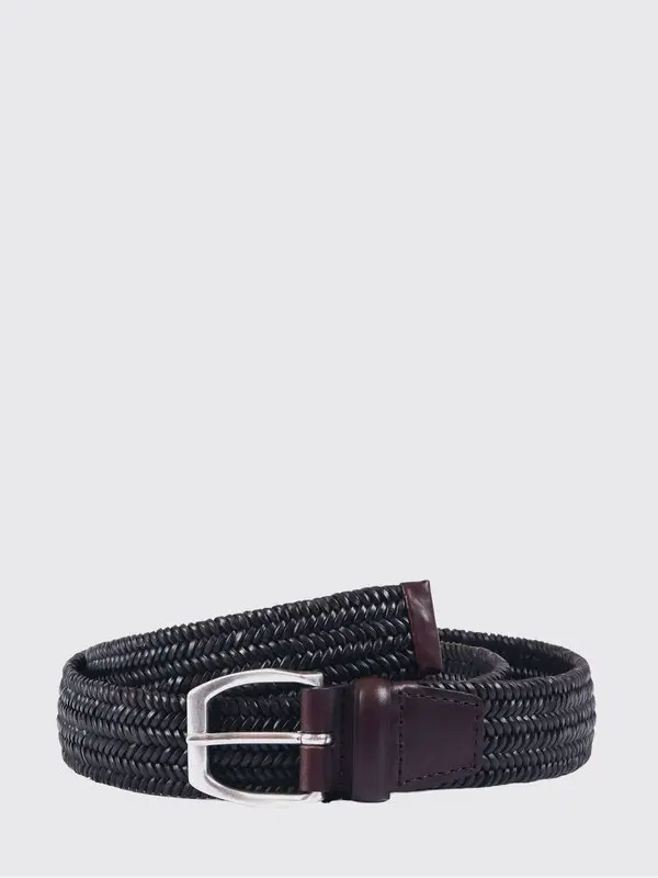 Orciani Wide Braided Leather Belt - Dark