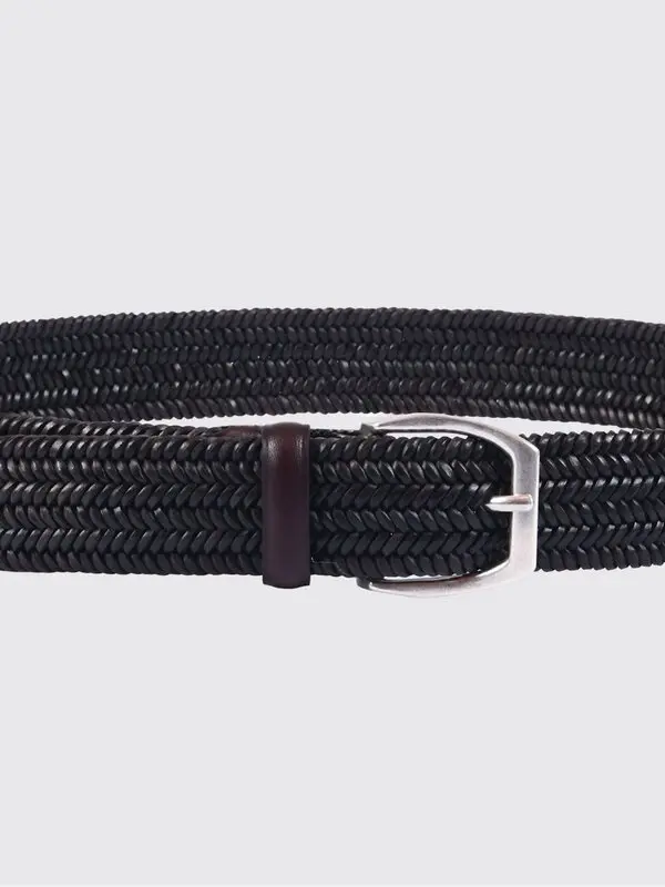 Orciani Wide Braided Leather Belt - Dark