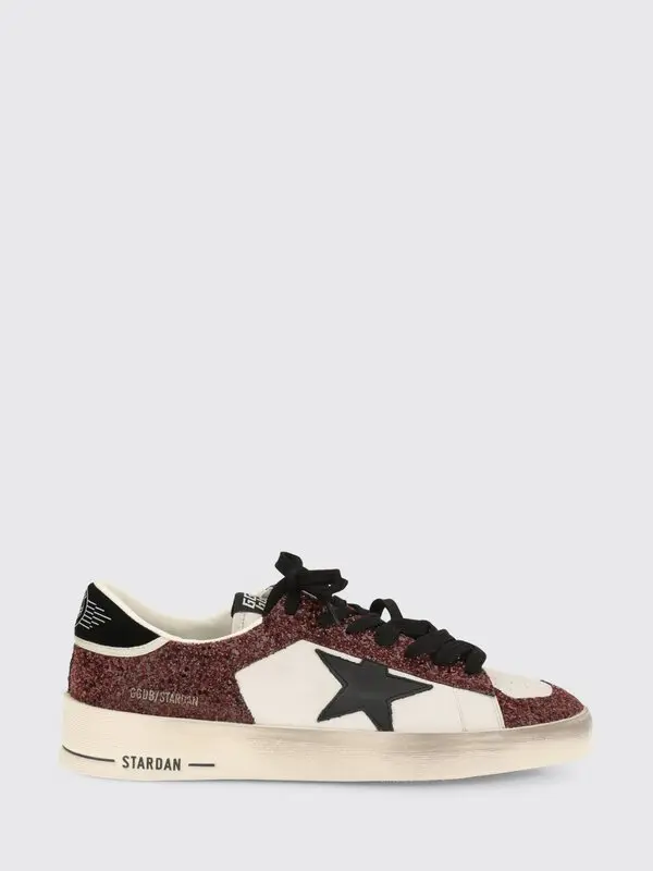 GOLDEN GOOSE Stardan Calfskin Leather Sneakers With Glitter