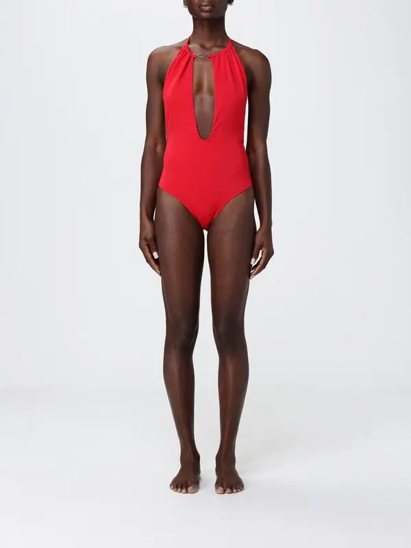 EA7 One Piece Swimsuit With Plunge Neckline - Red