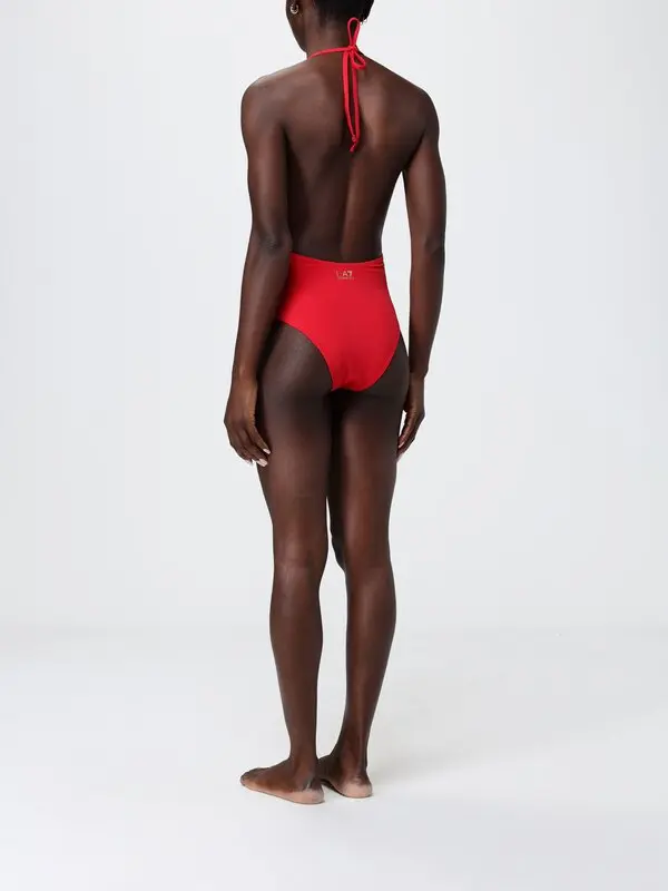 EA7 One Piece Swimsuit With Plunge Neckline - Red