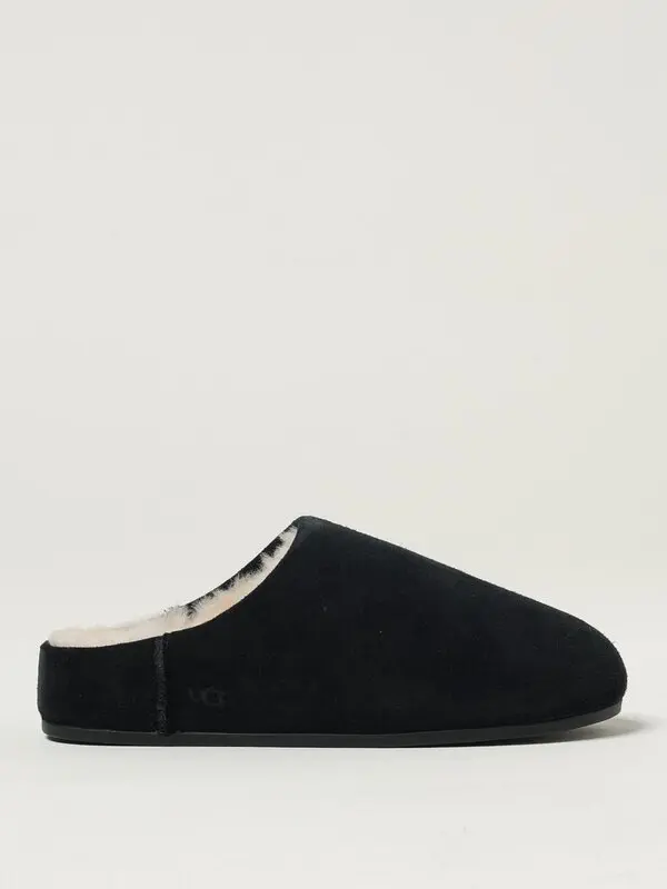 UGG Elea Suede Sabot Mules With Wool Interior - Black