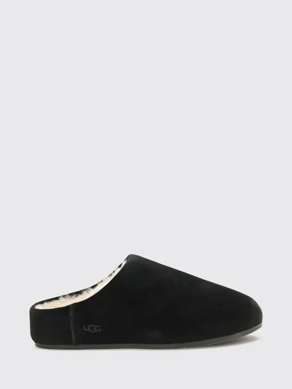 UGG Elea Suede Sabot Mules With Wool Interior - Black