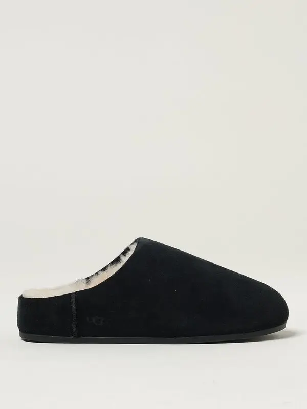 UGG Elea Suede Sabot Mules With Wool Interior - Black